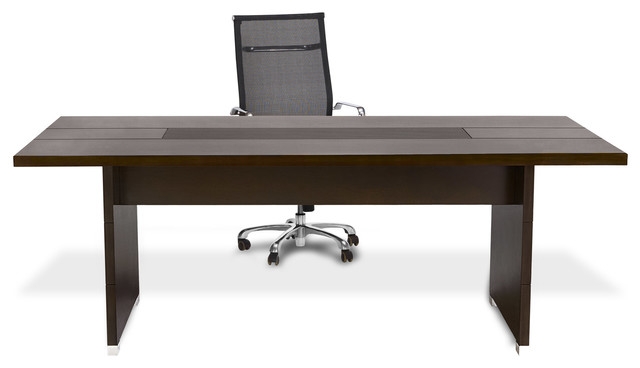 Zuri Furniture 86.5” Modern Ford Dark Walnut Wood Rectangular Meeting ...