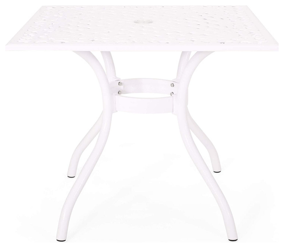 Traditional Patio Dining Table, Square Design With Lattice Patterned ...