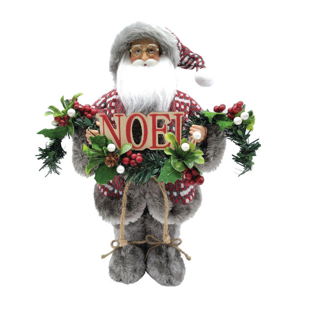 15" Red Plaid Noel Santa - Holiday Accents And Figurines - by Santa's ...