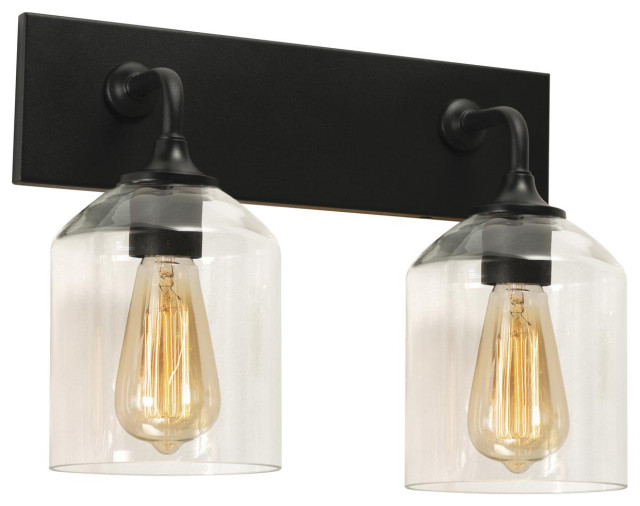 William 2 Light Bathroom Vanity Light, Black - Transitional - Bathroom ...