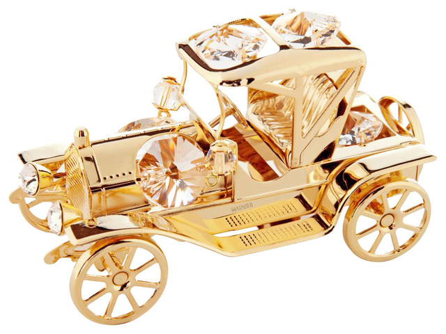 24K Gold Plated Crystal Studded Vintage Car Ornament - Contemporary ...