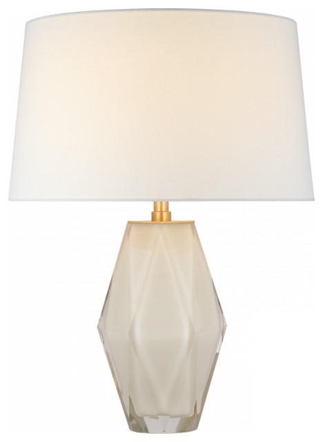 Palacios Medium Table Lamp, 1-Light, White Glass, Linen Shade, 20.75"H ...