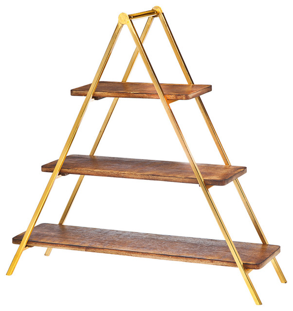 Wood and Metal 3 Tier Serving Stand - Contemporary - Serving Trays - by ...