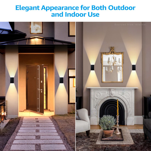 LED Square Up Down Wall Light Outdoor, CRI90+, 3000K Warm White ...