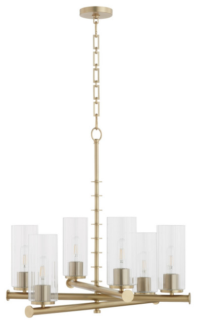 Juniper Transitional Chandelier, Aged Brass - Transitional ...