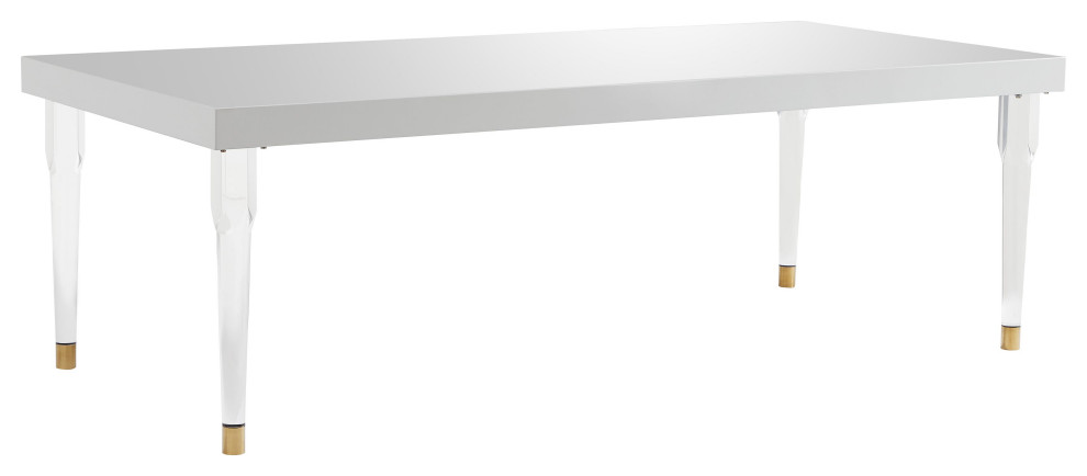 Tabby Glossy Lacquer Dining Table, White - Contemporary - Dining Tables ...