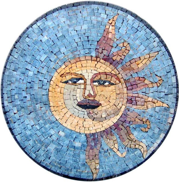 Sun Marble Mosaic Accent, Bast, 18" x 18" - Contemporary - Tile Murals ...