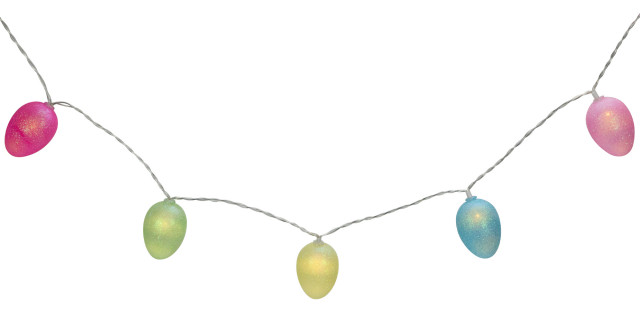 10-Count Multi-Color Glitter Easter Egg LED String Lights 4.5ft Clear Wire - Modern - Holiday ...