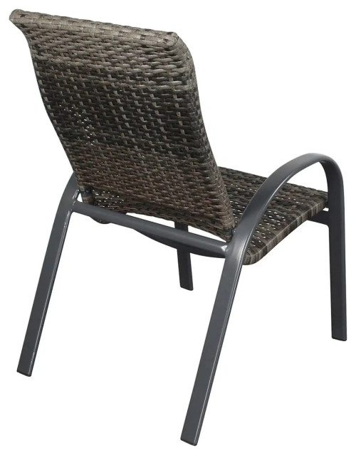 Outdoor Dining Chair, Aluminum Frame With Curved Arms & Wicker Seat ...
