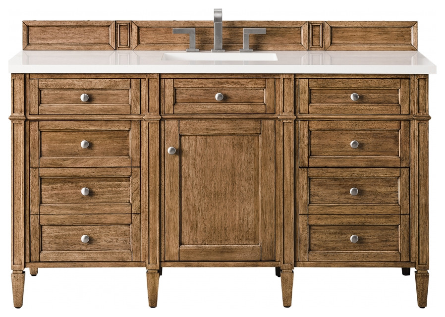 60" Transitional Saddle Brown Freestanding Single Sink Bathroom Vanity ...