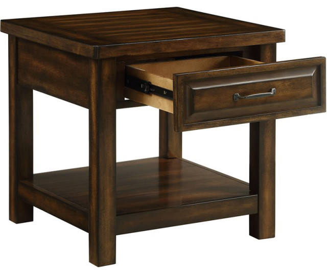 Rich Dark Wood Side Table With Drawer - Transitional - Side Tables And ...