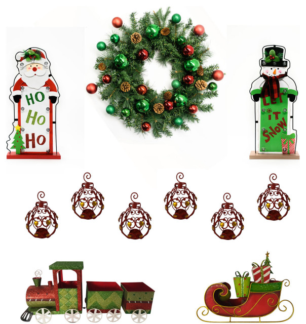 Bright Christmas 6-Piece Decorating Kit - Holiday Accents And Figurines ...