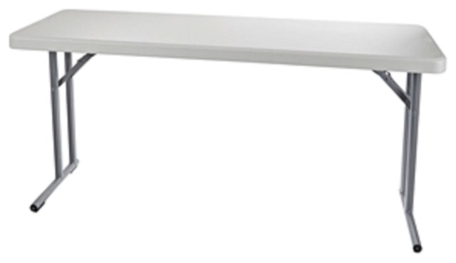 Steel Frame Rectangular Folding Table With Speckled Gray Top ...
