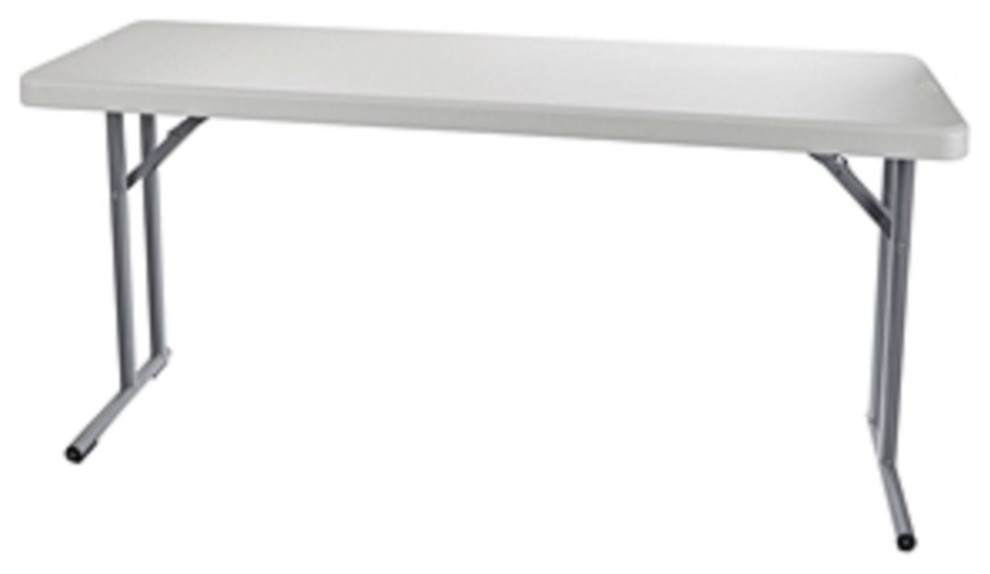 Steel Frame Rectangular Folding Table With Speckled Gray Top ...