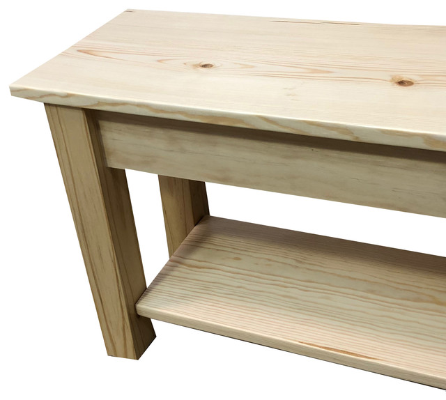 Pine Wood Storage Bench With Shelf, 42" - Transitional - Accent And ...