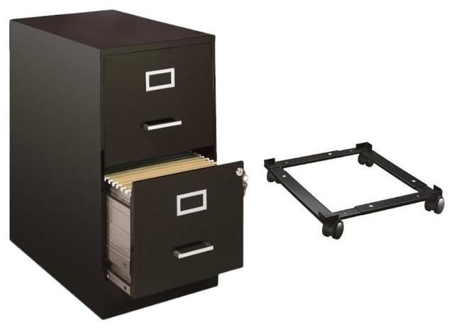 SOHO 2 Piece 2 Drawer File Cabinet and Mobile File Caddy in Black ...