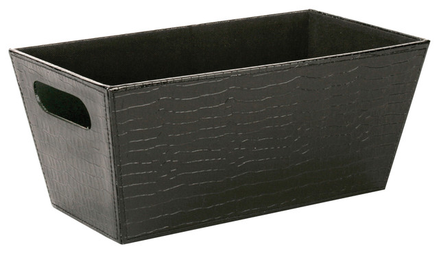 Black Faux Leather Container - Transitional - Storage Bins And Boxes ...