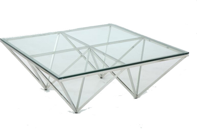 15" Glass and Stainless Coffee Table - Contemporary - Coffee Tables ...