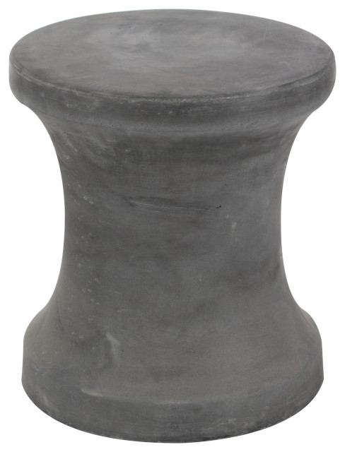 White Fiber Clay Outdoor Stool, 16"x14"x14" - Industrial - Accent And ...