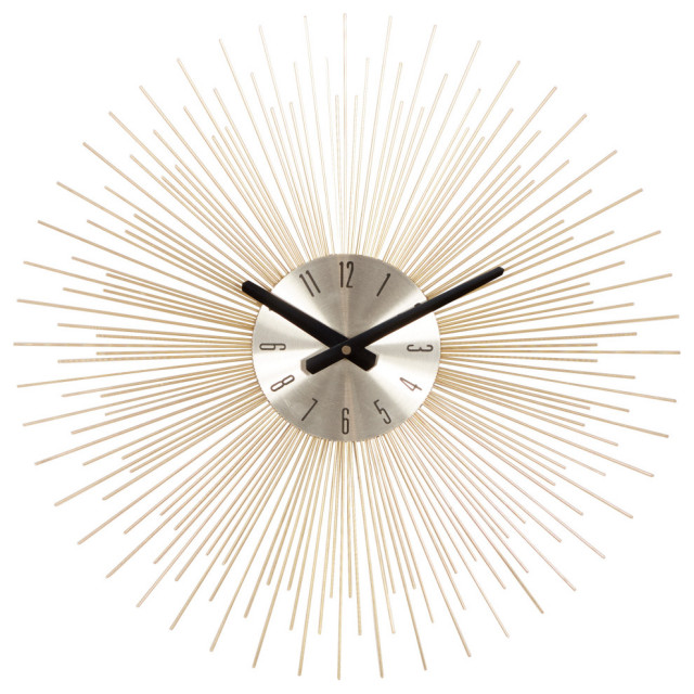 Contemporary Gold Metal Wall Clock 63616 - Midcentury - Wall Clocks ...