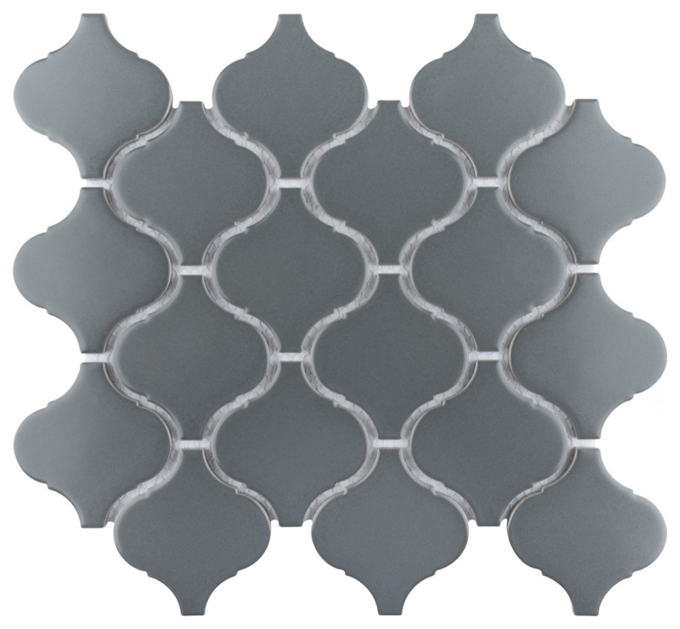 Metro Lantern Matte Dark Grey Porcelain Mosaic Sample - Mediterranean ...