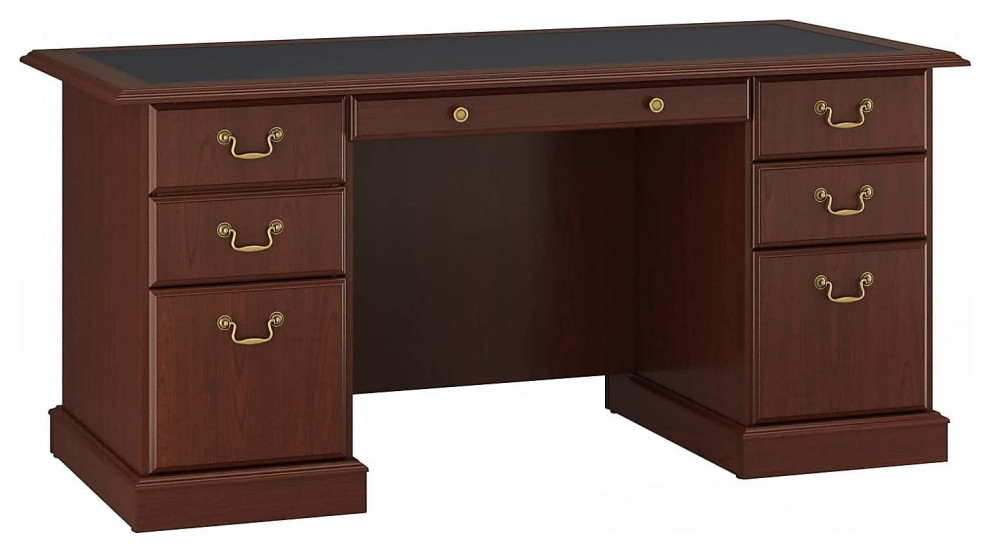 Classic Desk, Harvest Cherry Body With Black Desktop Insert and ...