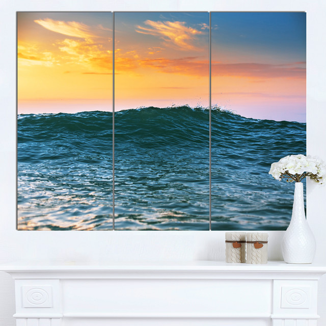 "Sunrise Light Shine on Sea Water" Metal Art, 36"x28" - Beach Style ...