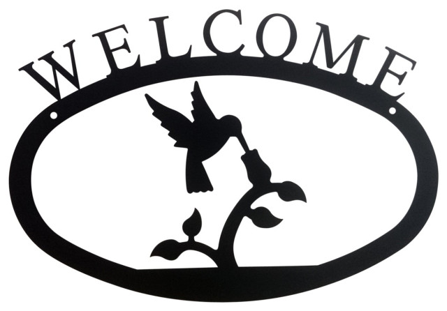 Hummingbird Welcome Sign, Large - Tropical - Novelty Signs - by Village ...