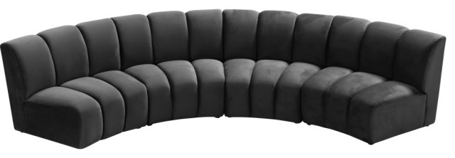 Infinity Channel Tufted Velvet Modular Chair, 4 Piece - Transitional ...