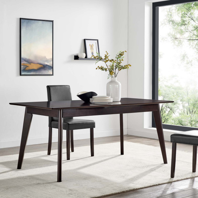 Dining Table, Rectangular, Wood, Drak Brown, Modern, Cafe Bistro ...