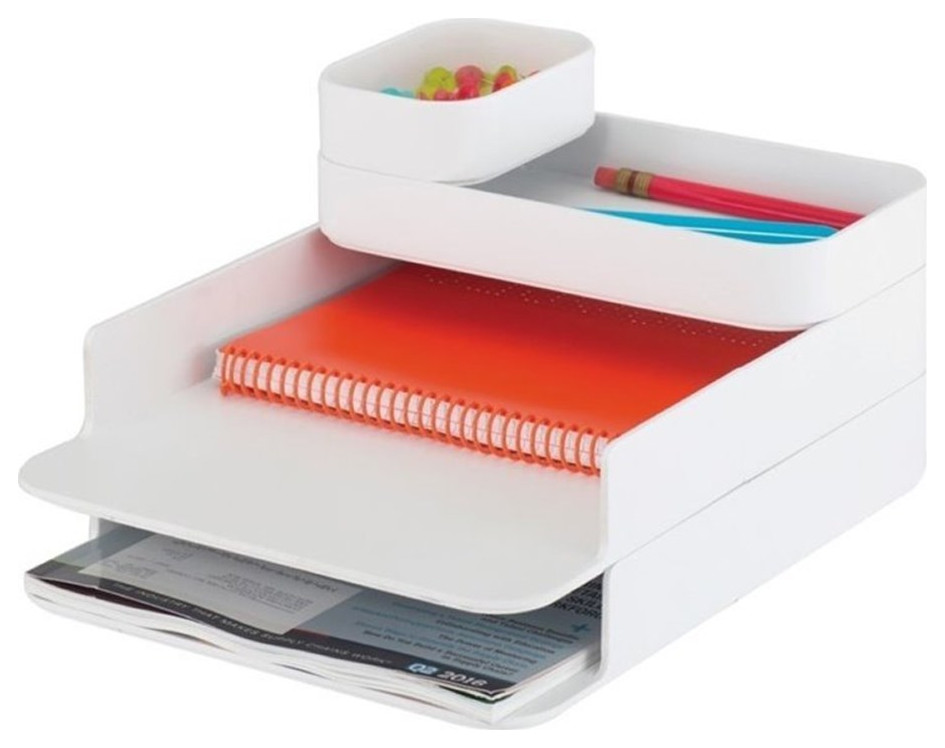Safco Plastic Desk Organizer in White - Transitional - Desk Accessories ...