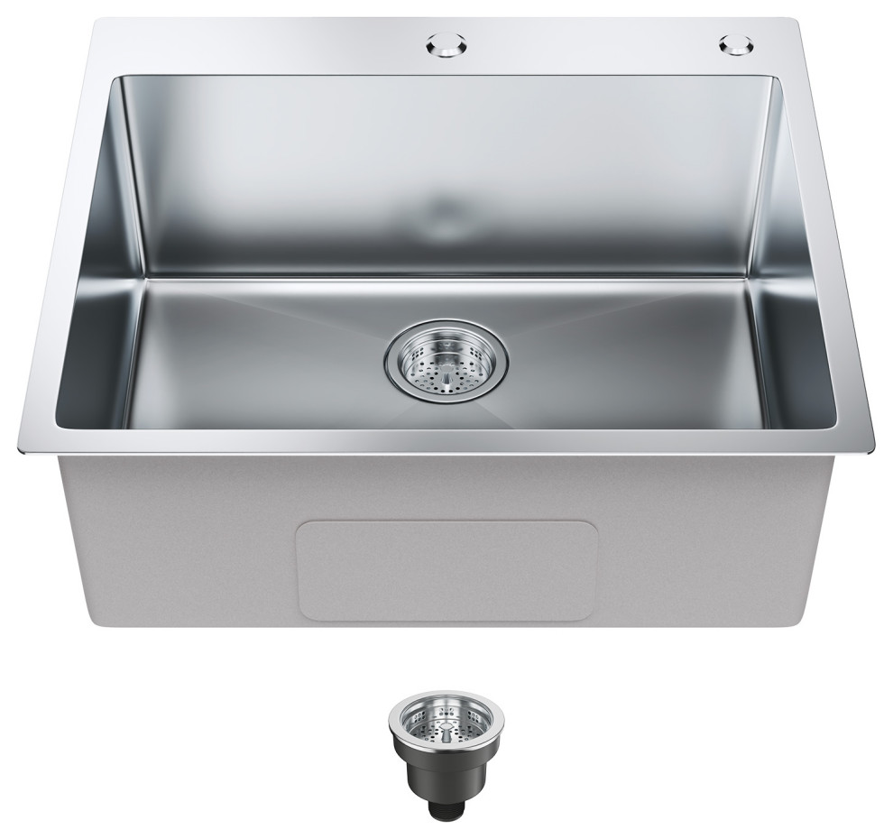 VEVOR 25" Kitchen Sink Top Mount Single Bowl Basin Stainless Steel ...