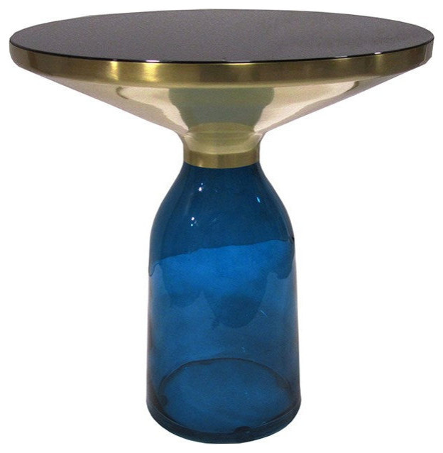 Angelus Black Glass Top, Glass Base, Blue - Contemporary - Side Tables ...