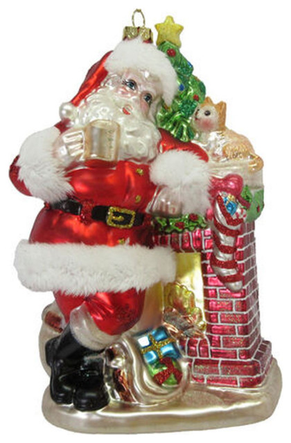 December Diamonds Christmas Carousel Santa With Chimney - Contemporary ...