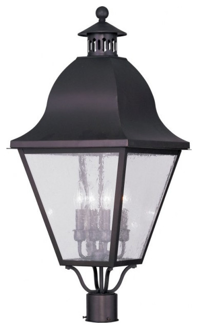 4 Light Outdoor Post Top Lantern in Farmhouse Style - 13.5 Inches wide ...