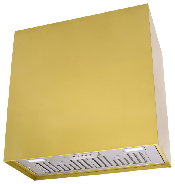 30" Stainless Steel Range Hood Modern Box Kitchen Hood &Vent Motor Wall ...