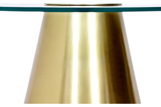 Glassimo Glass Top Coffee Table, Brushed Gold Finish - Contemporary ...