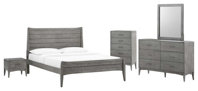 Georgia 5-Piece Bedroom Set, Gray - Transitional - Bedroom Furniture ...