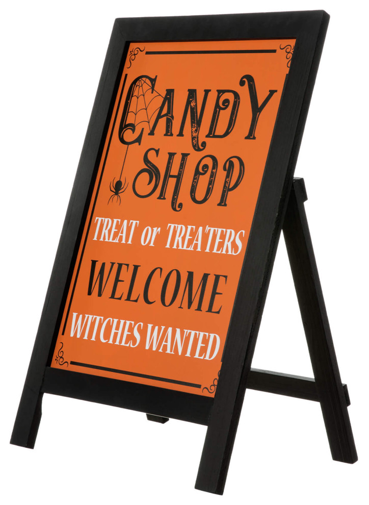 24" Height Halloween Wooden "Candy Shop" Standing Easel Sign or Hanging ...