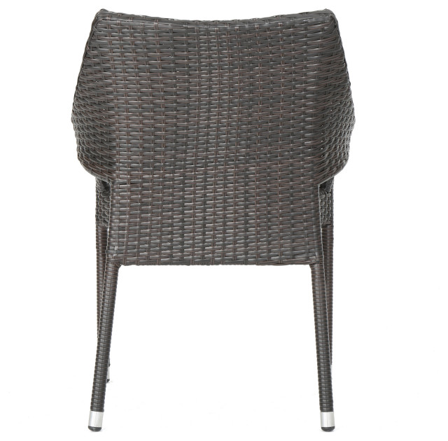 GDF Studio Miranda Outdoor Mix Mocha Wicker Stacking Dining Chairs, Set ...