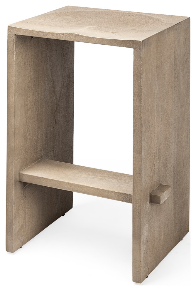 Aida Light Gray Solid Wood Counter Stool - Transitional - Bar Stools ...