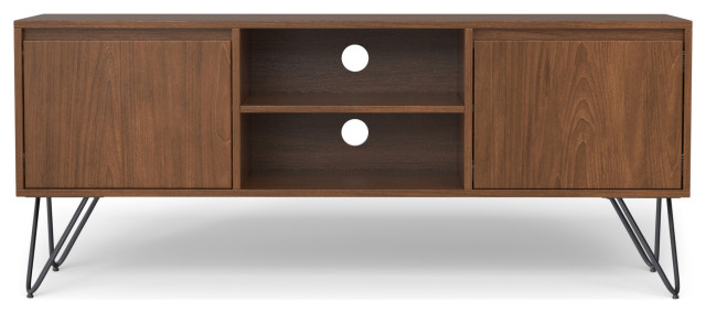 Hunter Tv Media Stand, Walnut Veneer - Midcentury - Entertainment ...