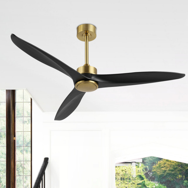 52" Solid Wood 3-Blade Propeller Ceiling Fan With Remote - Transitional ...