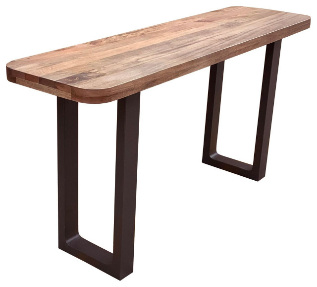 Curvet Mango Wood & Steel Sled Base Console Table - Industrial ...