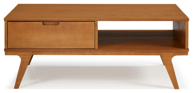 Mateo 1 Drawer Bridge Leg Solid Wood Coffee Table - Modern - Coffee ...