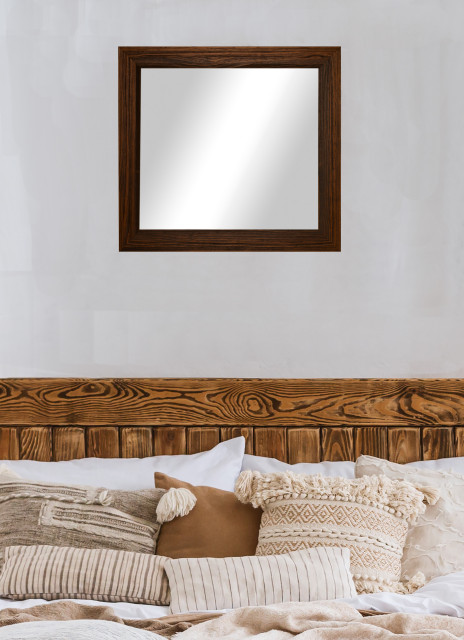 Modern Rustic Wooden Mocha Wall Mirror, 21.75x21.75 - Rustic - Wall ...