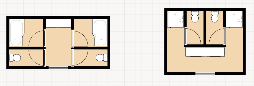 Big family - two bathrooms in one space?
