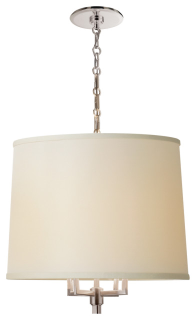 Westport Large Hanging Shade in Soft Brass with Linen Shade ...