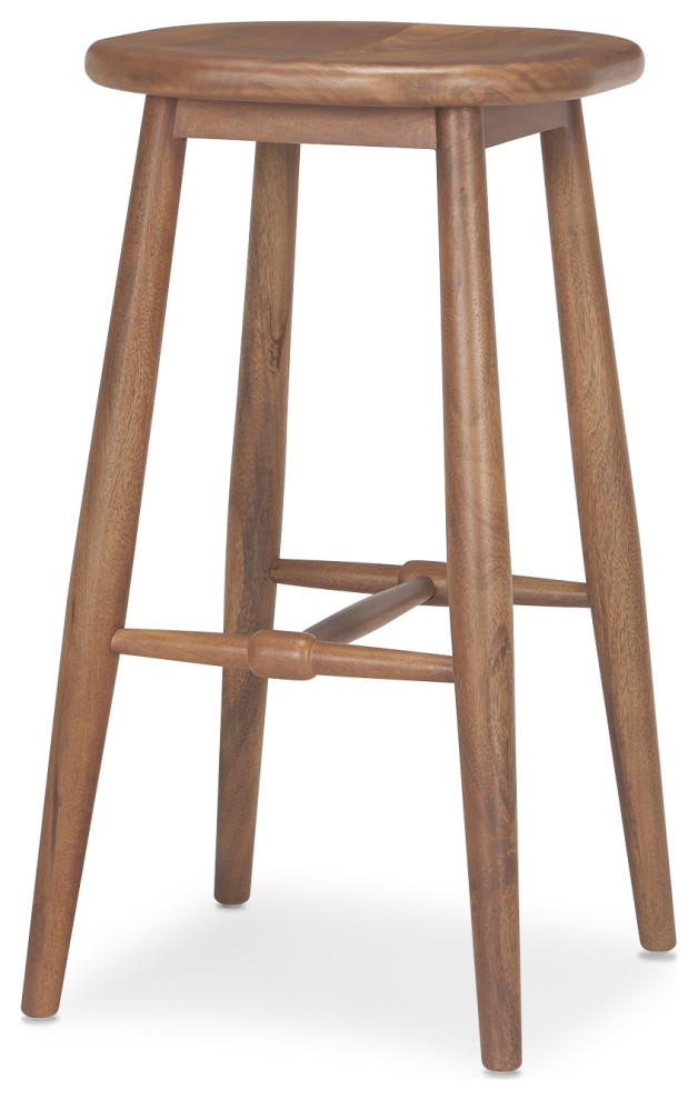 Ernest Medium Brown Wood Bar Stool - Midcentury - Bar Stools And ...
