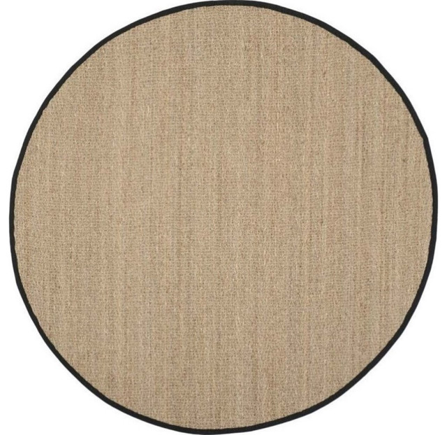 Safavieh Natural Fiber Round Rug in Natural / Black, 6' x 6' - Beach ...